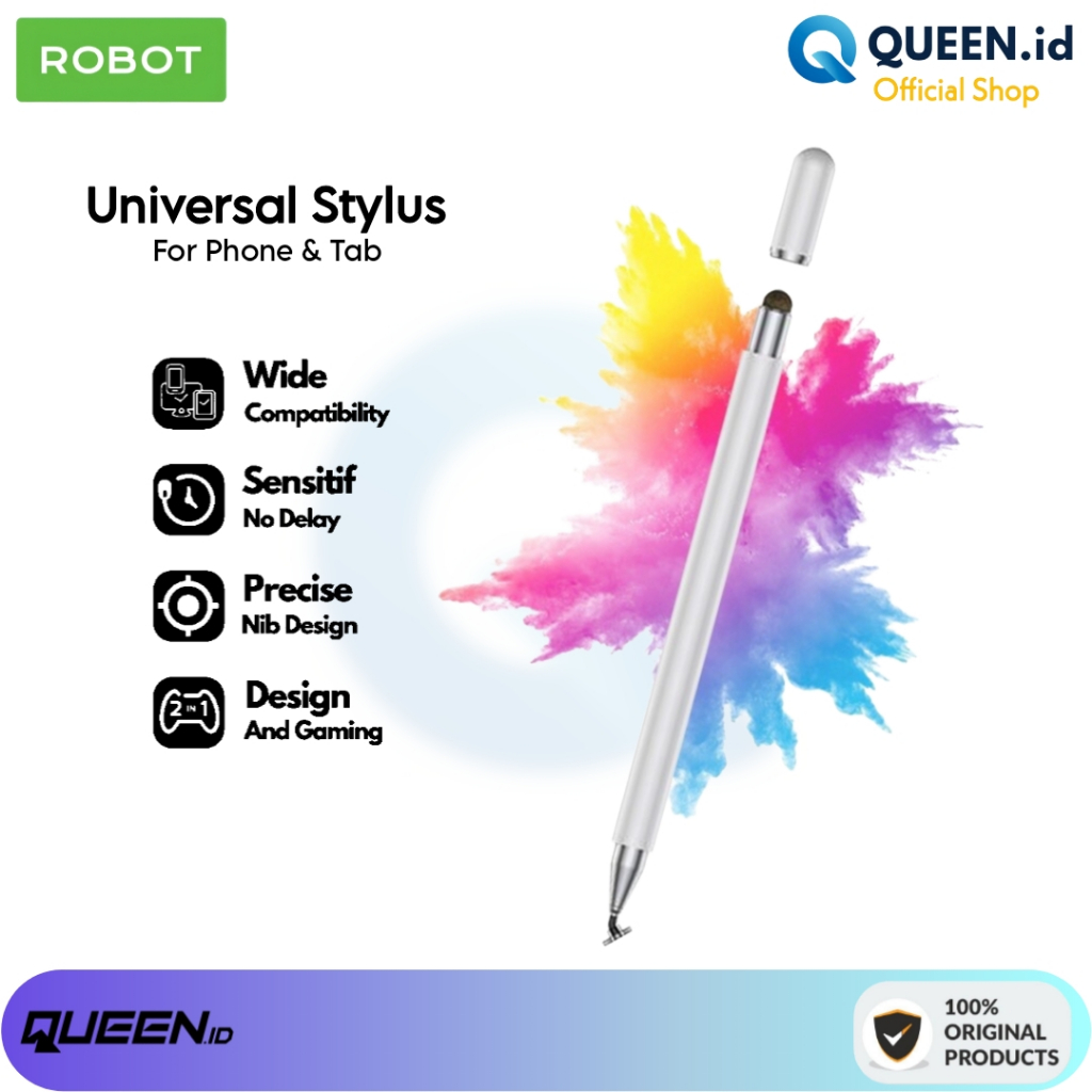 Jual ROBOT RSP01 Universal 2in1 Stylus Pen Capacitive For Phone Tablet ...