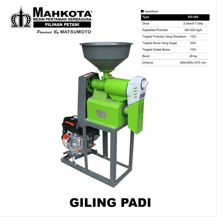 Jual MAHKOTA KD500 / Mesin Giling Padi Mahkota KD500 / Rice Polisher ...