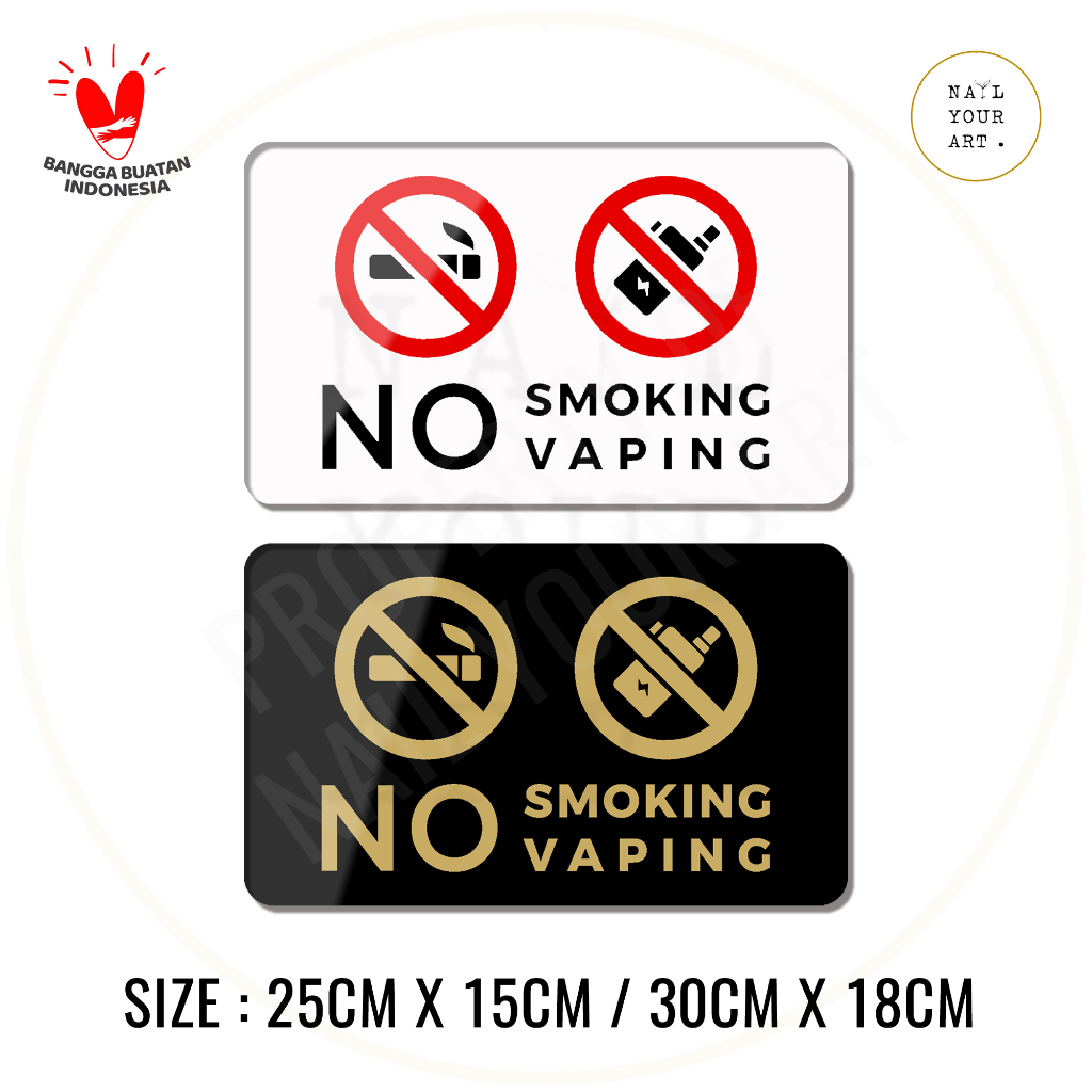 Jual SIGN AKRILIK NO SMOKING NO VAPING BESAR - Nail Your Art - Signage ...