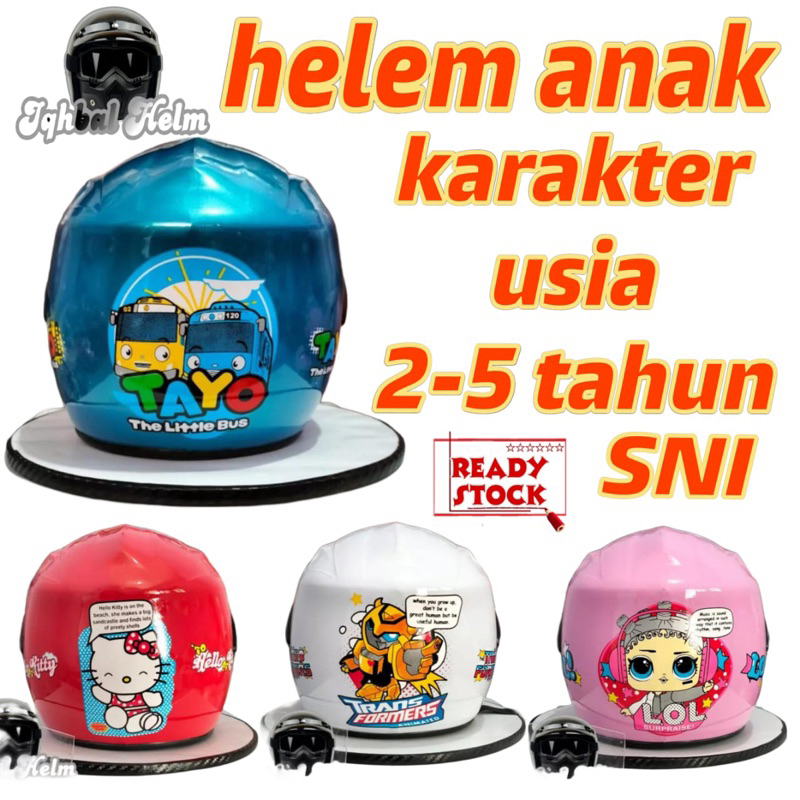 Jual Helm Anak Karakter Motif Gambar cewek cowok SNI Umur 2 3 4 5 Tahun ...