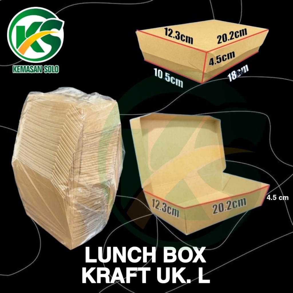 Jual Paper Lunch Box Kraft Coklat Laminasi Kotak Makan Kertas Ukuran L ...