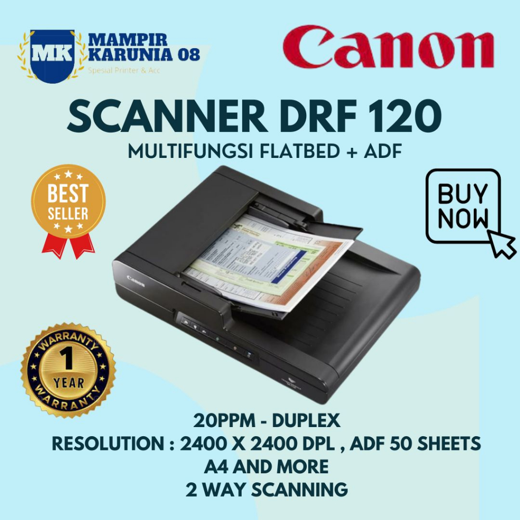 Jual SCANNER CANON DR-F120 DRF 120 - SCANNER MULTIFUNGSI FLATBED + ADF ...
