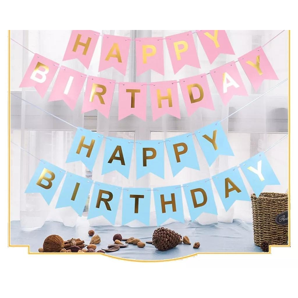 Jual Banner Happy Birthday Warna Warni Backdrop Pesta Bendera Bunting ...