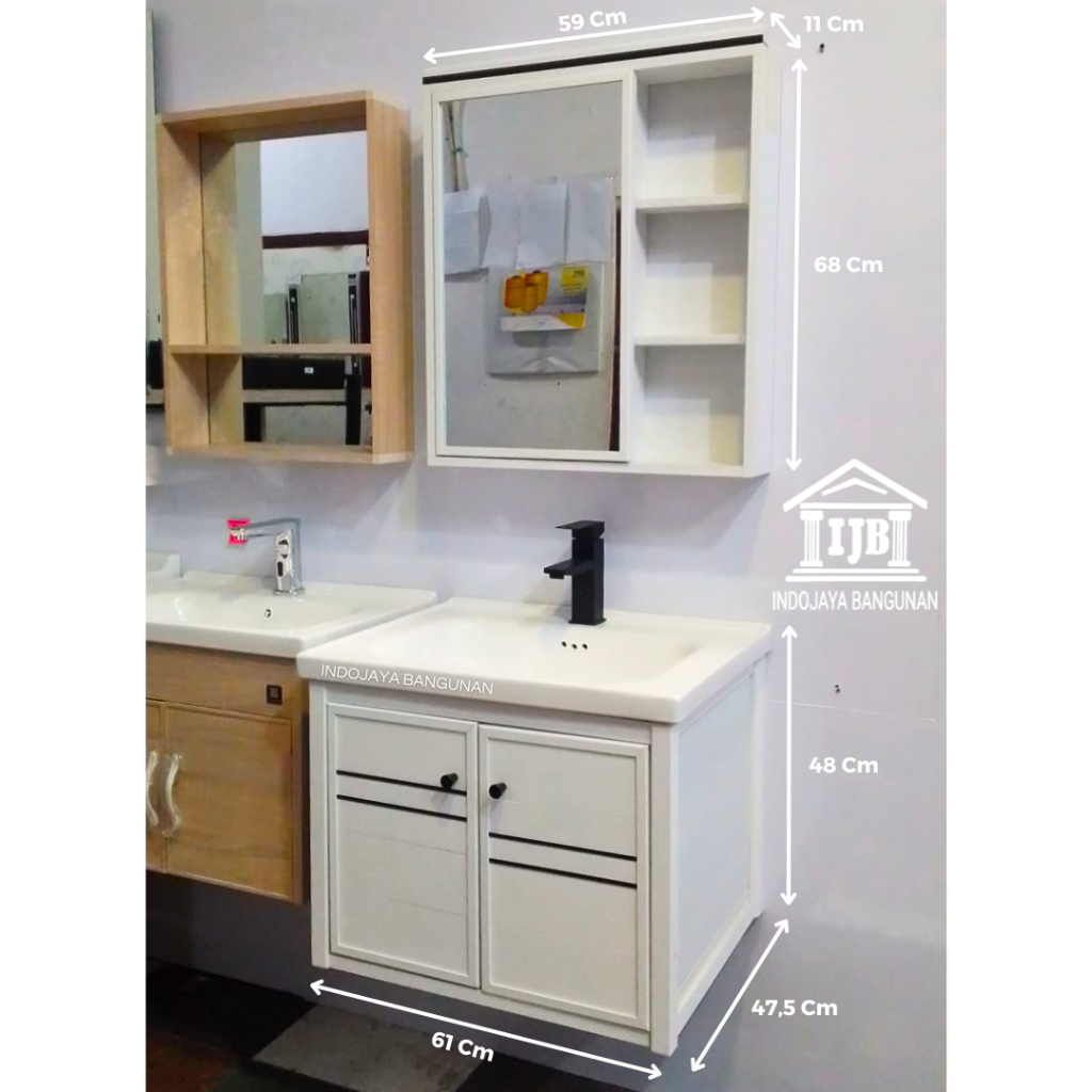 Jual Paket Kabinet Wastafel Gantung 60 Cermin Lemari Rak Kamar Mandi ...