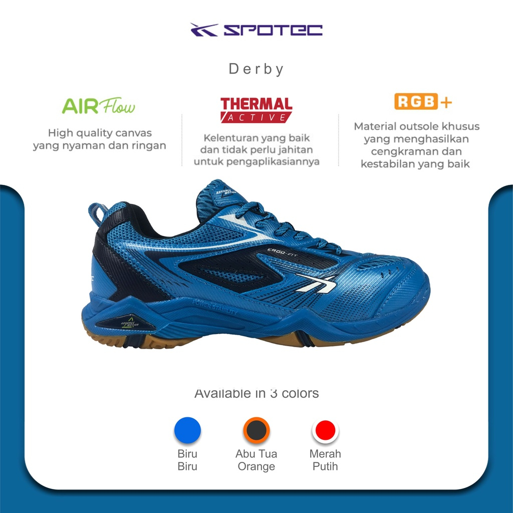 Jual SPOTEC Sepatu Badminton Derby Biru - Biru | Original Spotec ...
