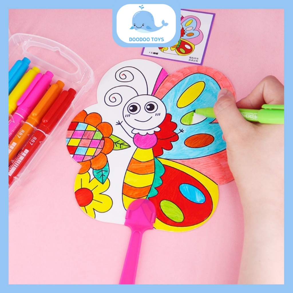 Jual MAINAN EDUKASI ANAK MEWARNAI KIPAS MOTIF / DIY MEWARNAI KIPAS ...