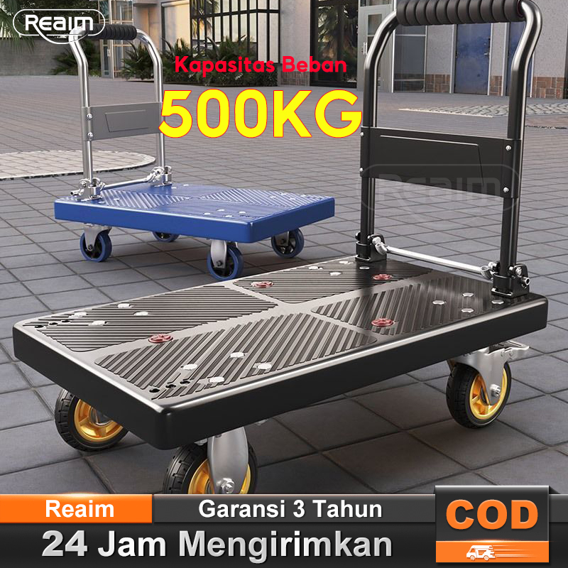 Jual Reaim Trolley barang serbaguna Troli Lipat Hand Truck 150-500Kg Troli Galon 4 kursi roda ...