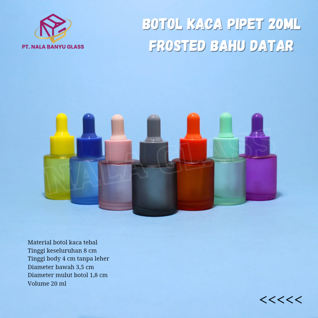 Jual botol kaca pipet 20ml frosted bahu datar full colour warna / botol ... Jual botol kaca pipet 20ml frosted bahu datar full colour warna / botol ...