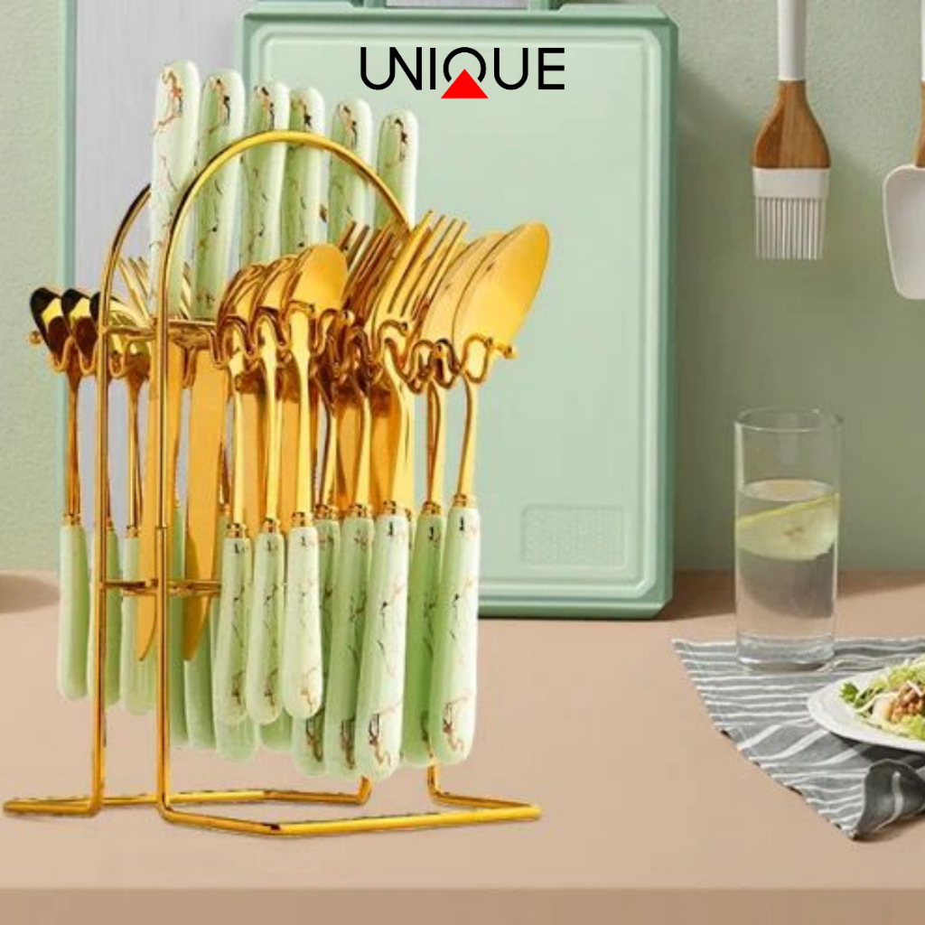 Jual UNIQUEPeralatan Makan Sendok Set Keramik / Sendok Set Marble ...