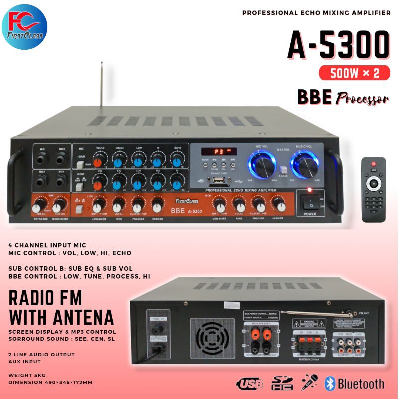 Jual Professional Echo Mixing Amplifier Firstclass FCA 5300 | Amplifier ...