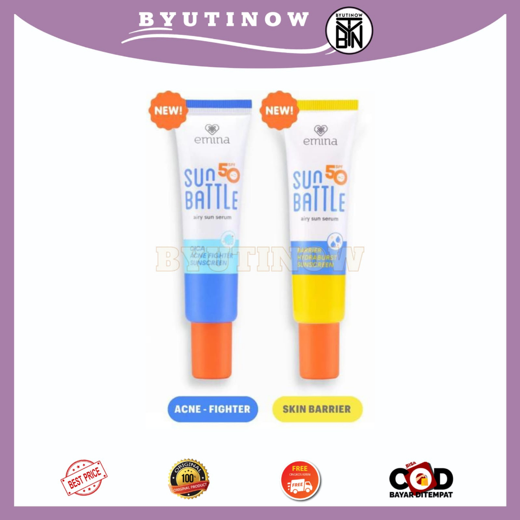 Jual Emina Sun Battle SPF 50 PA++++ Barrier Hydraburst Sunscreen 30 ml | Cica Acne Fighter ...