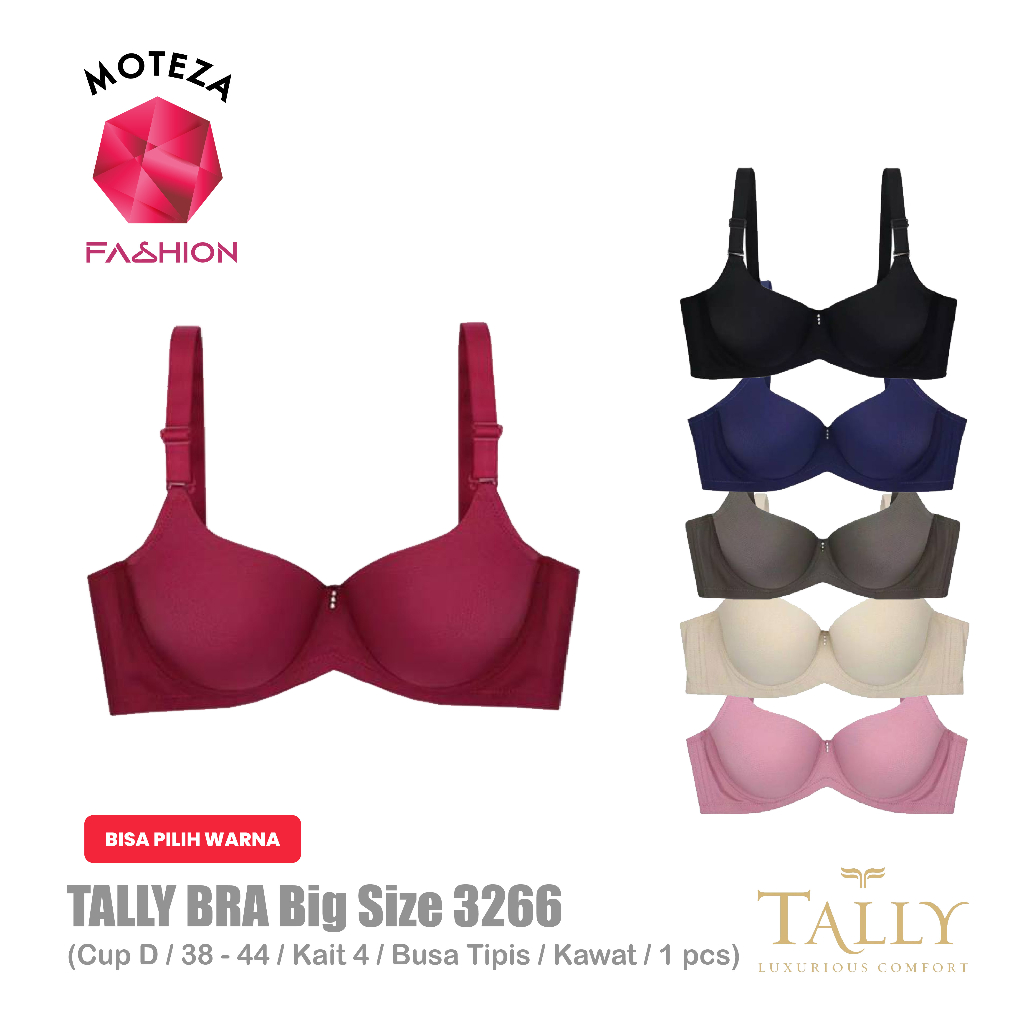 Jual Tally 3266 Bra BH Wanita - Busa Tipis Cup D | Kawat Jumbo Pori | Kait 4 | Size 38 - 44 ...