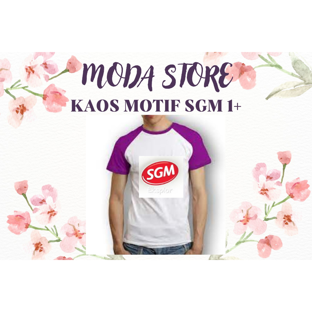 Jual Kaos Putih Polos List Ungu Motif SGM 1+ 900 Vanila | Shopee Indonesia