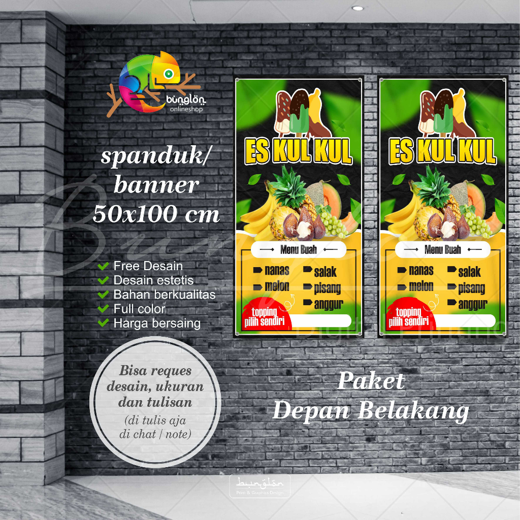 Jual Size 50x100 Cm Spanduk Banner Paket Bulak Balik, Spanduk Es Kul ... Jual Size 50x100 Cm Spanduk Banner Paket Bulak Balik, Spanduk Es Kul ...