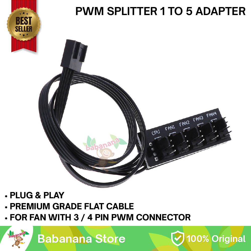 Jual Kabel Splitter 4 pin 1 to 5 PWM Fan Hub Cable | Shopee Indonesia