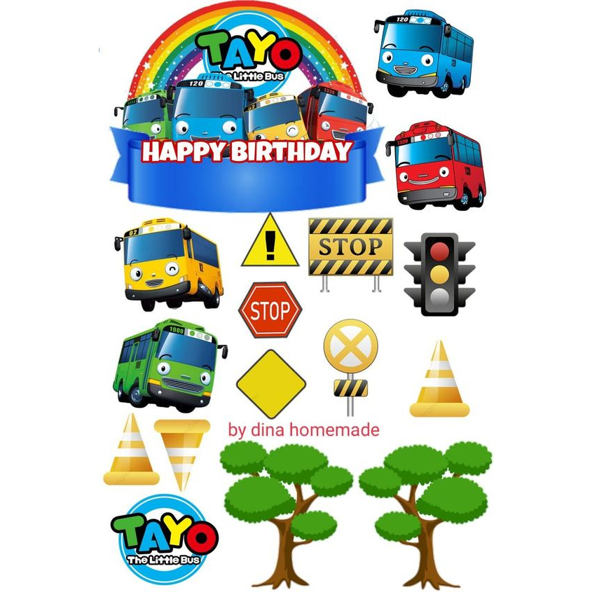 Jual TAYO/Topper Cake Happy Birthday Bisa Request Nama dan umur/Topper TAYO Hiasan kue /Topper ...