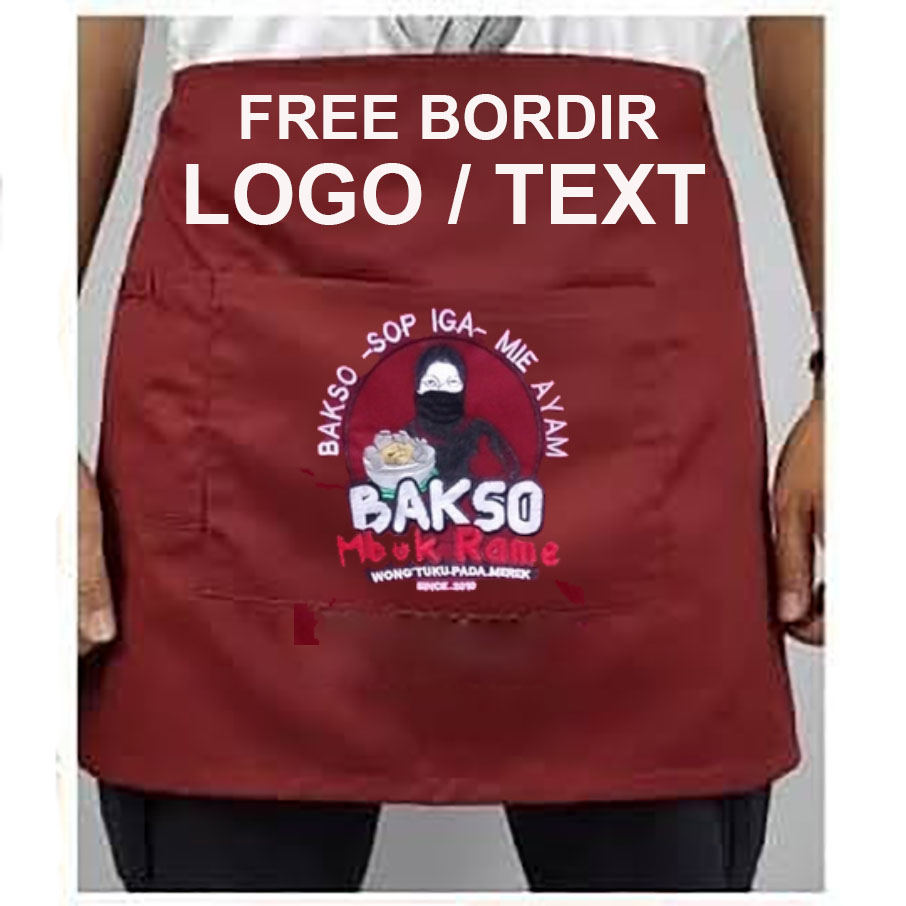 Jual Apron Celemek HALF BODY bordir custom ukuran setengah badan ...