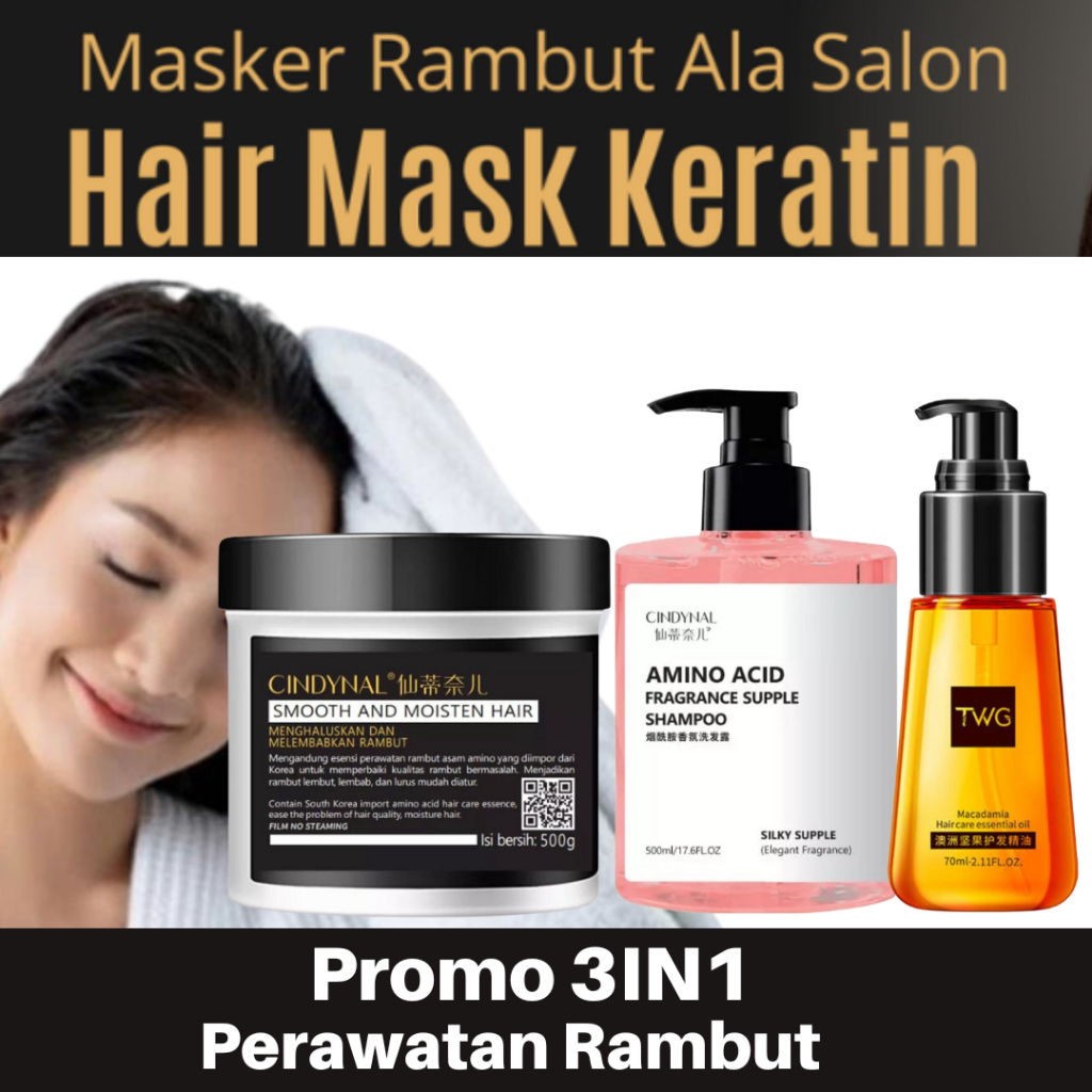 Jual Paket Bundle Set 3in1 Shampo Hairmask free TWG Vitamin Rambut ...