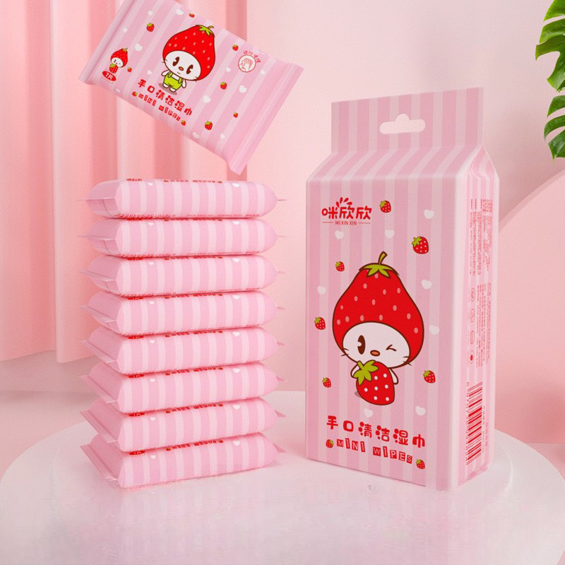 Jual 1 Pax 9 Pcs Tisu Basah Mini / Wet Tissue / Portable Tissue ...