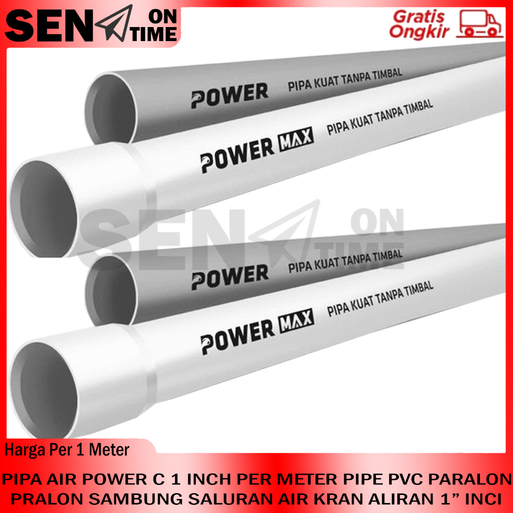 Jual PIPA PVC 1 INCH POWER C PER METER PIPE PARALON PRALON PUTIH AIR 1 ...