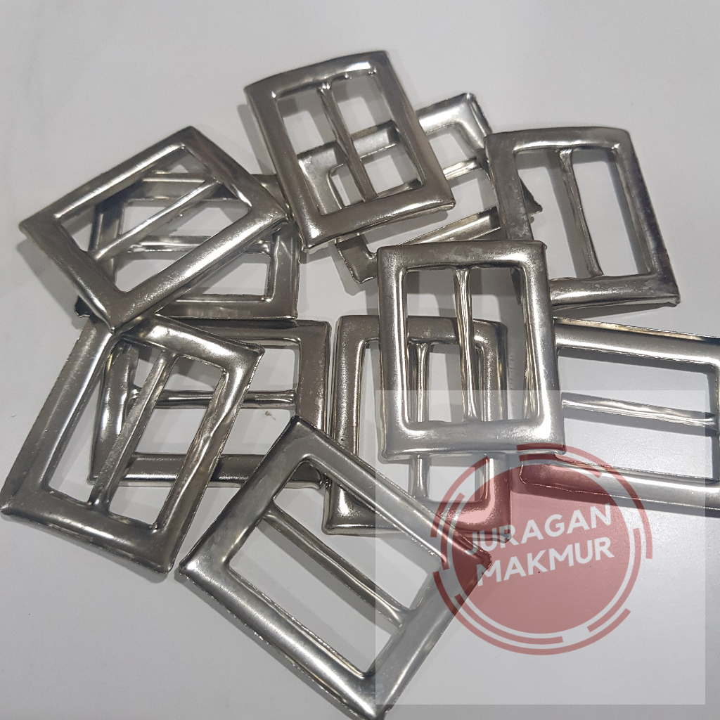 Jual [12pcs] Kepala Gesper Persegi Panjang 3cm Silver - Kepala Tali ...