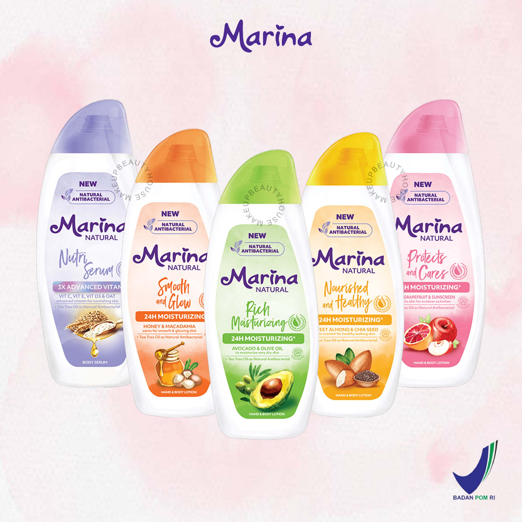 Jual MARINA Natural Hand Body Lotion - Body Serum 95ml | 190ml | 335ml ...