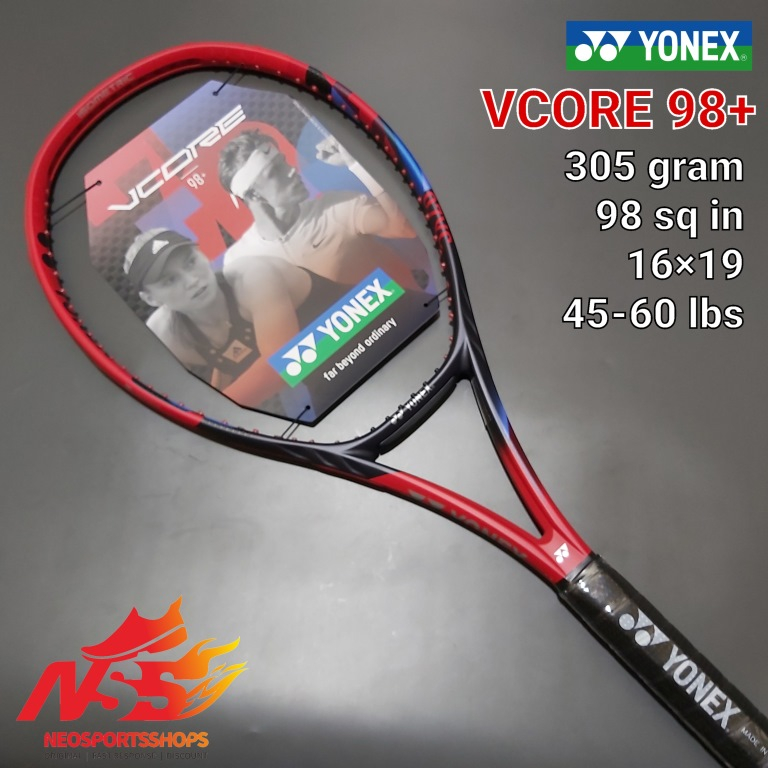 Jual Raket Tenis Yonex Vcore 98+ 305 gram Scarlet Original | Shopee ...