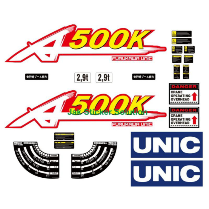 Jual STICKER ALAT BERAT STIKER Crane Unic Furukawa A500K BAHAN ...