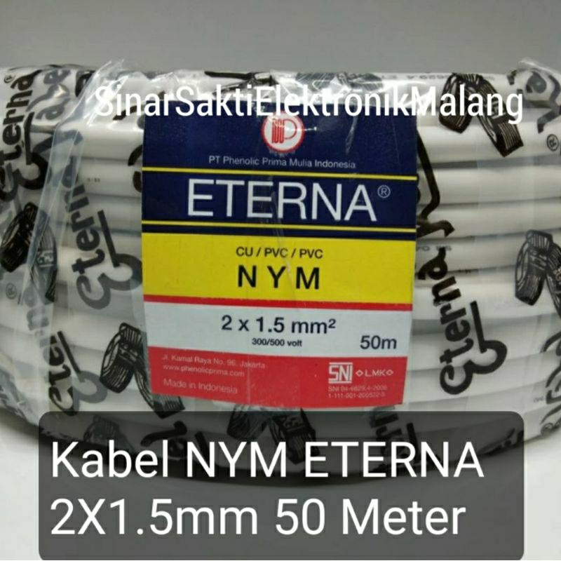 Jual Kabel Listrik Eterna NYM 2x1.5 mm 50 Meter 50M 2 x 1.5 Kawat SNI 2X1,5 | Shopee Indonesia