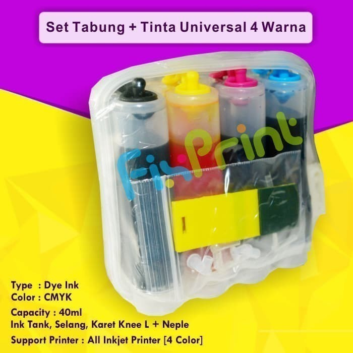 Jual Tabung Infus Modif Plus Tinta Printer HP EPSON CANON 4 Warna 60ml ...