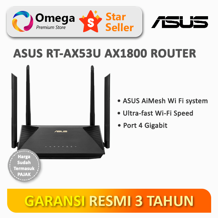 Jual ASUS RT-AX53U AX1800 Dual Band WiFi 6 Wireless Router AiMesh ...