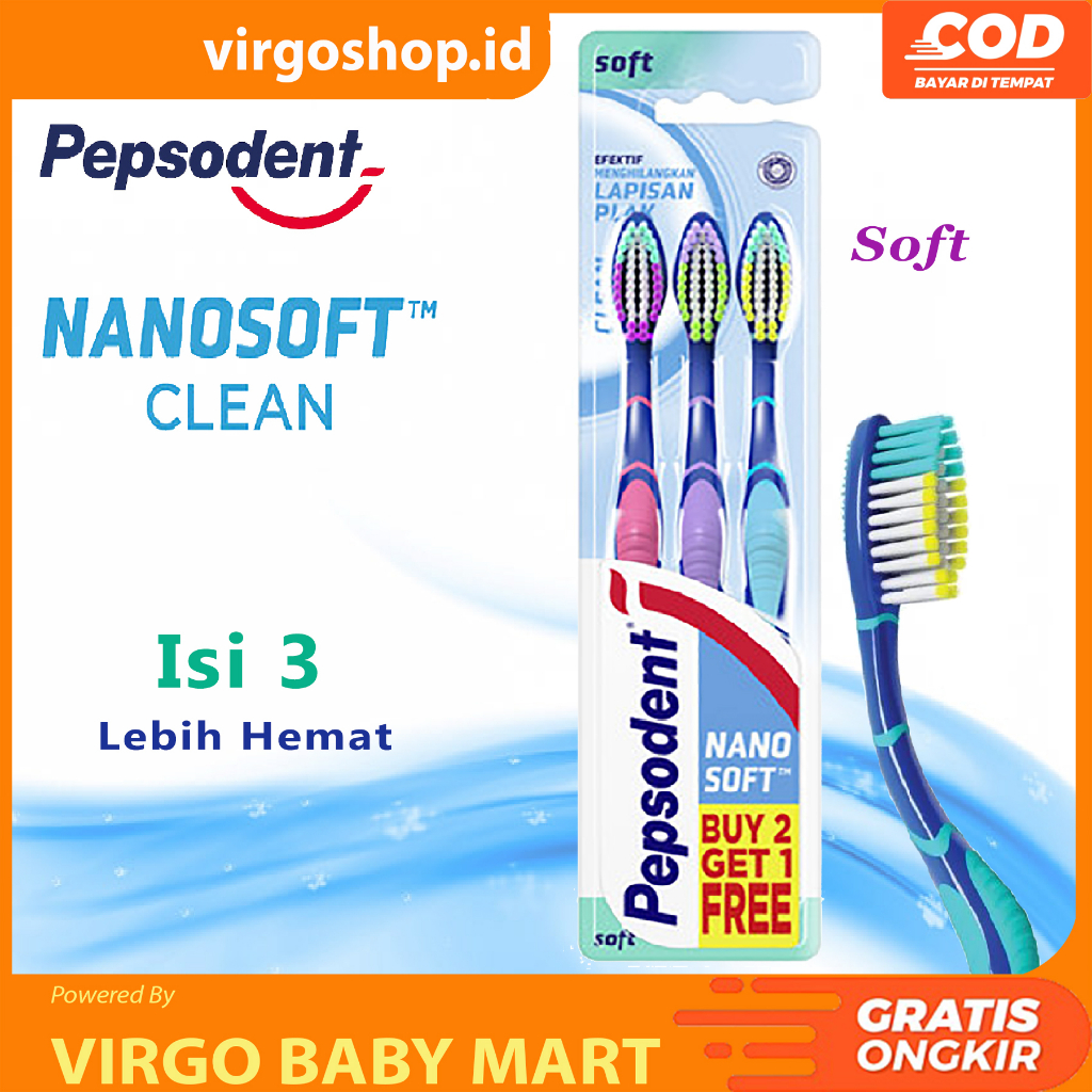 Jual Pepsodent Toothbrush Nanosoft Clean Soft Isi 3 Bulu Lembut Sikat ...