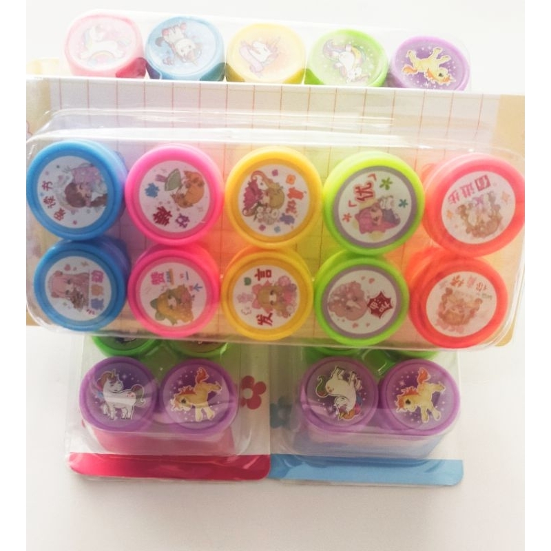 Jual (ISI 10PCS ) MAINAN STEMPEL ANAK UNICORN KARTUN SANRIO LOTSO ...