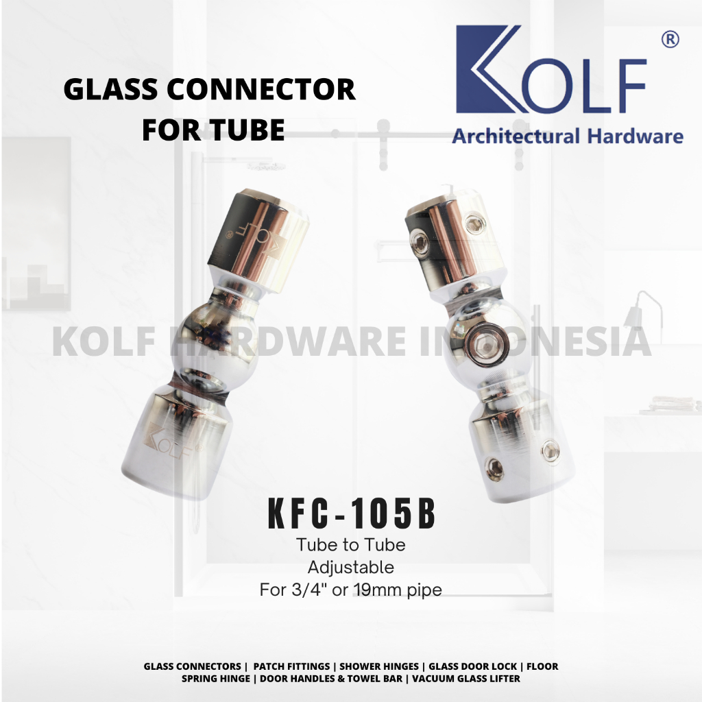 Jual Kolf Glass Connector Tube Glass KFC-105B Konektor Jepit Pipa 19mm ...