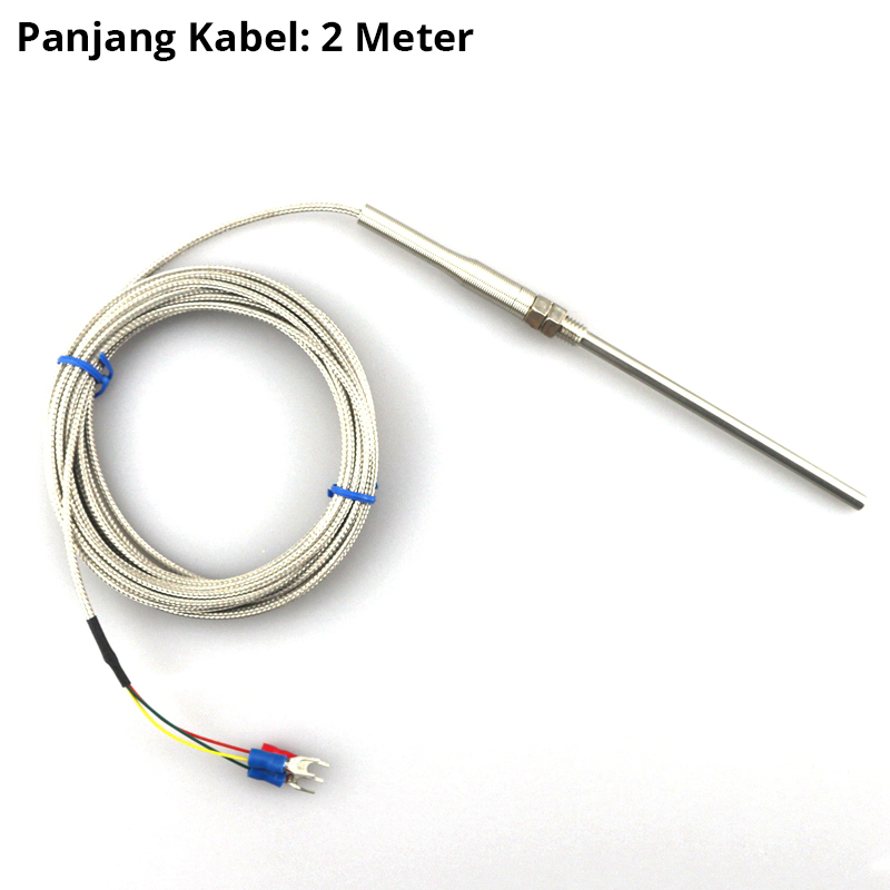 Jual RTD PT100 Stainless Probe 10 cm 3 Kabel 2M Sensor Suhu -100C ...