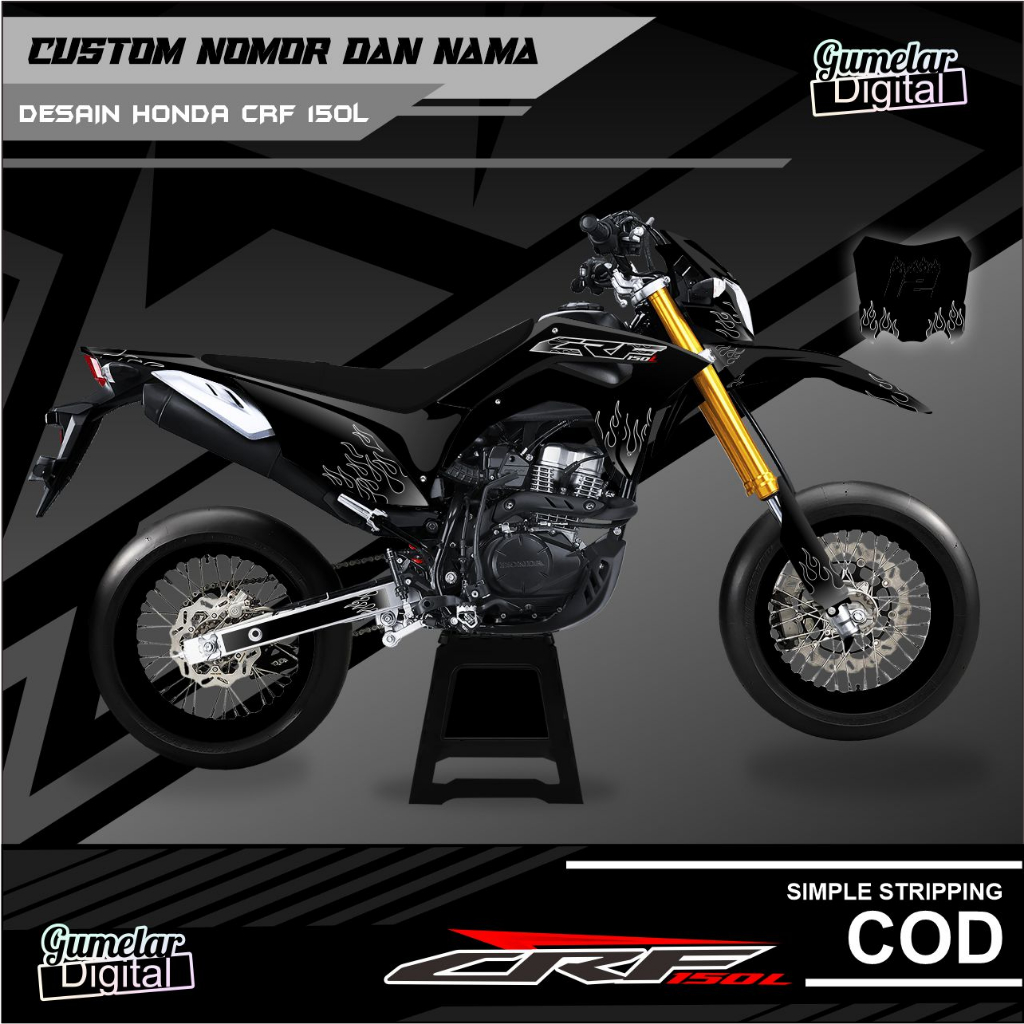 Jual DECAL CRF 150L SUPERMOTO KONSEP API SIMPEL 021 | Shopee Indonesia