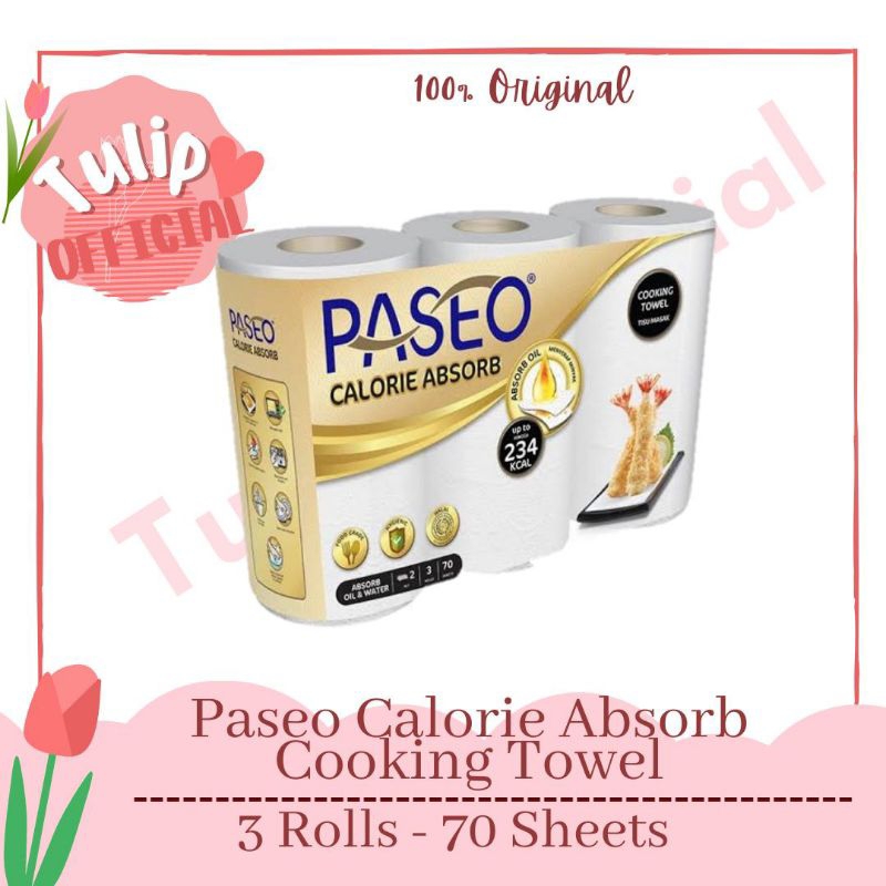 Jual Tisu Tissue Dapur PASEO Kitchen Towel Calorie ABSORB 3 Rolls 70 ...