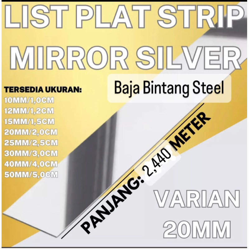 Jual PLAT STRIP MIRROR 20MM T:0.8MM P:2.440MM STAINLESS STEEL 201 ...