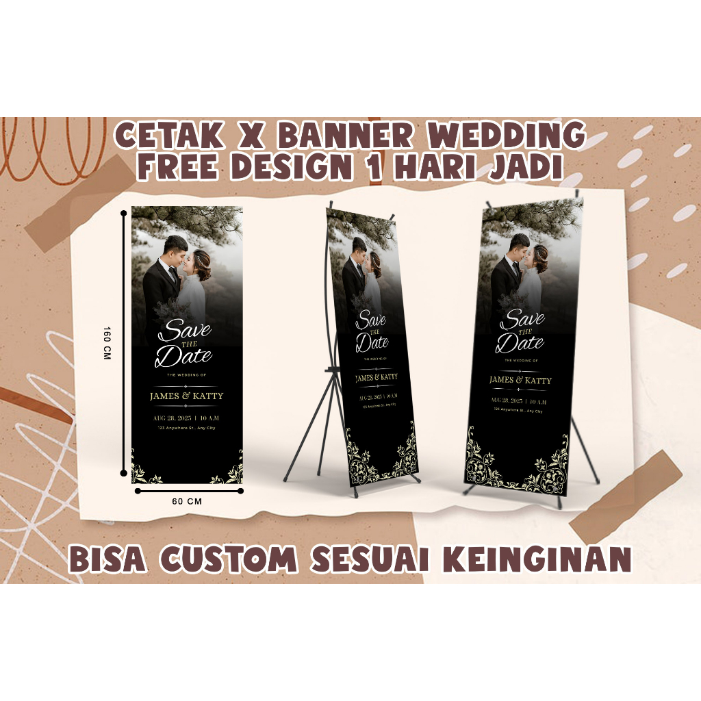 Jual X Banner Wedding Baner Wedding Engagement Ukuran 60X160 Cm Satu Hari Jadi Bisa Custom Shopee Indonesia