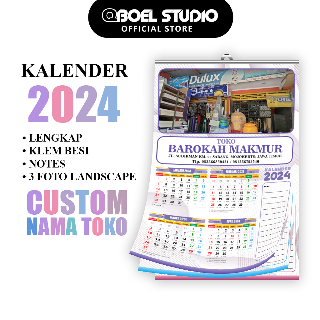 Jual (BISA BELI SATUAN) KALENDER DINDING CUSTOM NAMA TOKO & FOTO 2024 ...