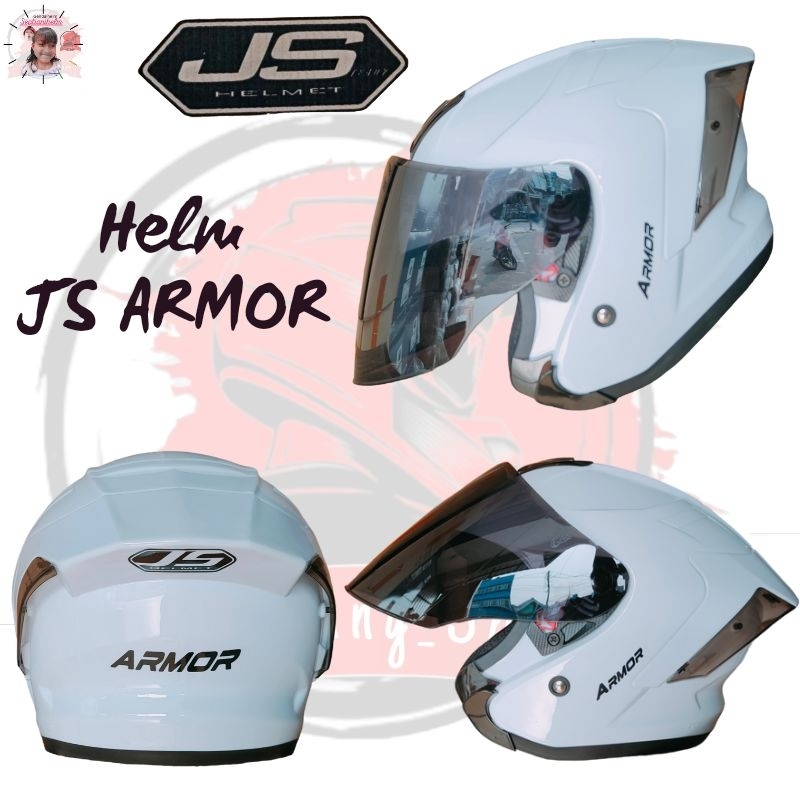 Jual HELM JS ARMOR yakuza HALF FACE SOLID POLOS VISOR DARK SMOKE SNI ...