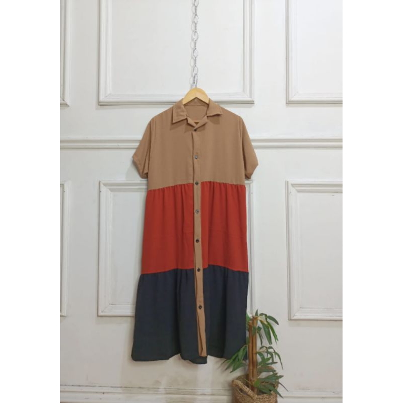 Jual ICE CREAM DASTER REMAJA POLOS KOMBINASI WARNA MODEL MIDI DRESS ...