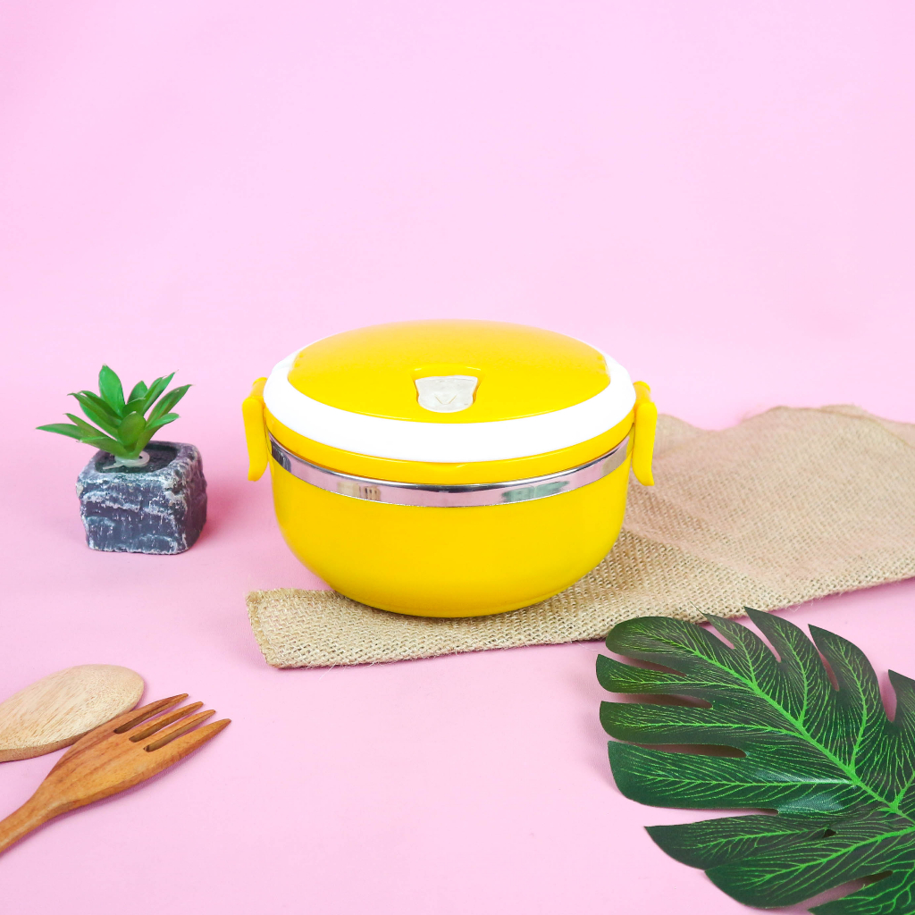 Jual Lunch box rantang bulat stainless steel susun 1 polos | Shopee ...