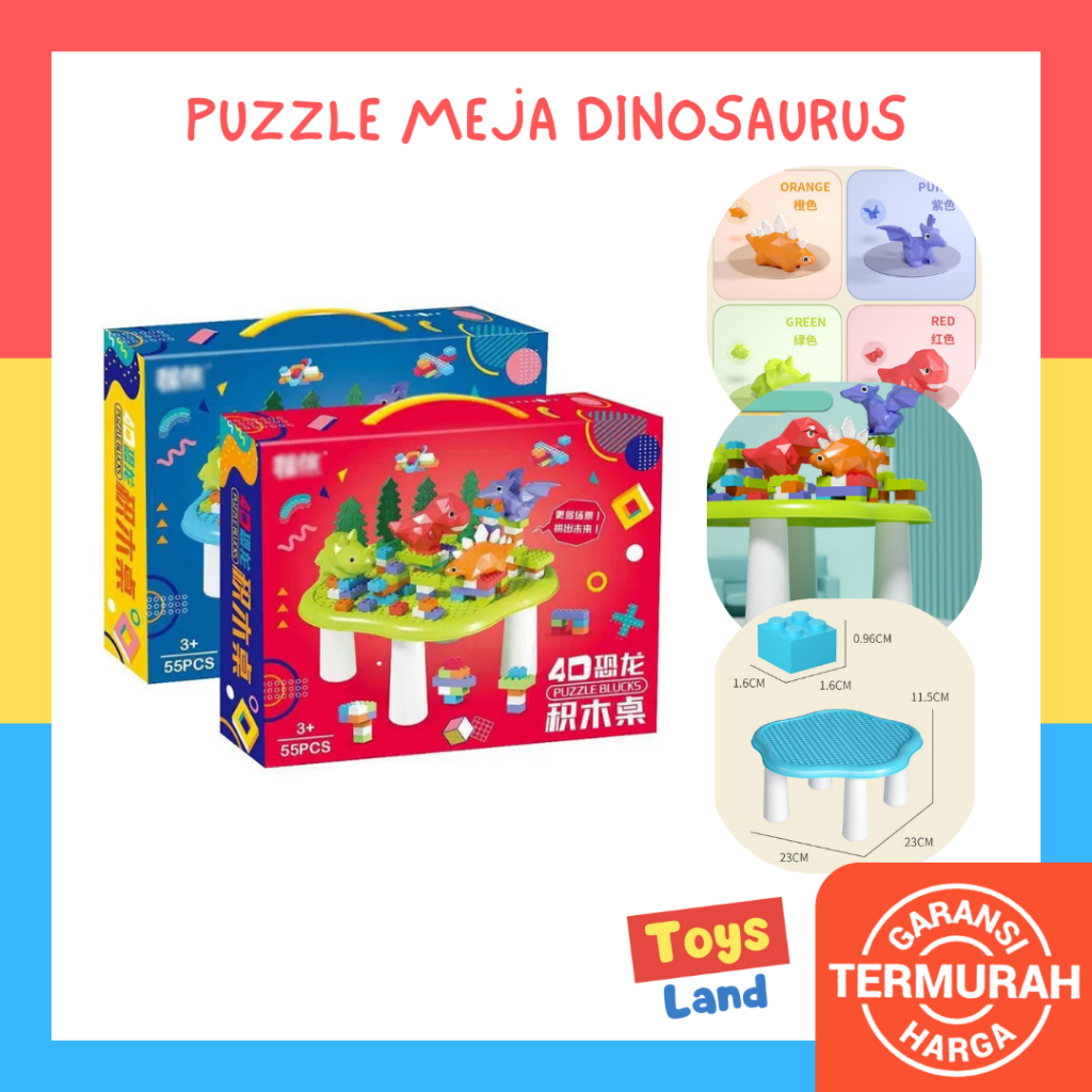 Jual Puzzle Meja Dinosaurus Puzzle Block Puzzle Mainan Balok Susun ...