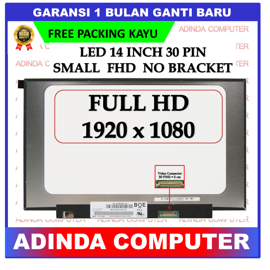Jual LCD LED 14.0 14 Inch 30 Pin 30pin Slim Small Narrow Full HD FHD ...