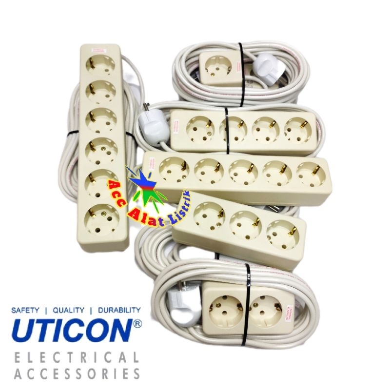 Jual Stop Kontak Uticon 1 2 3 4 5 6 Lubang Terminal Kuningan / Colokan Listrik + Kabel 2 Meter s ...