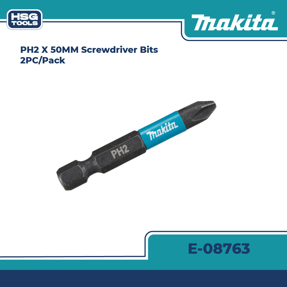 Jual MAKITA E-08763 MATA OBENG IMPACT PH2 X 50MM SCREWDRIVER BITS 2PC ...