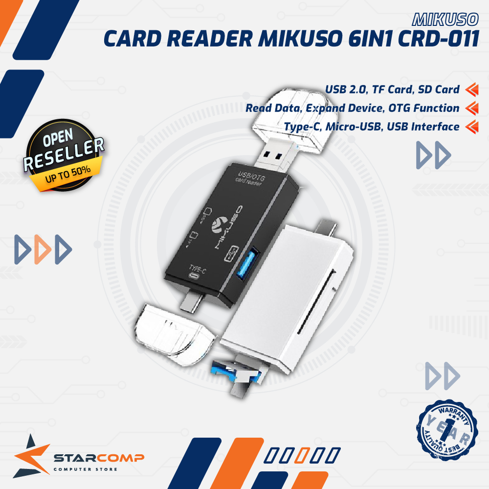 Jual Mikuso CRD-011 Card Reader 6 in 1 USB 2.0 Multi Function OTG ...