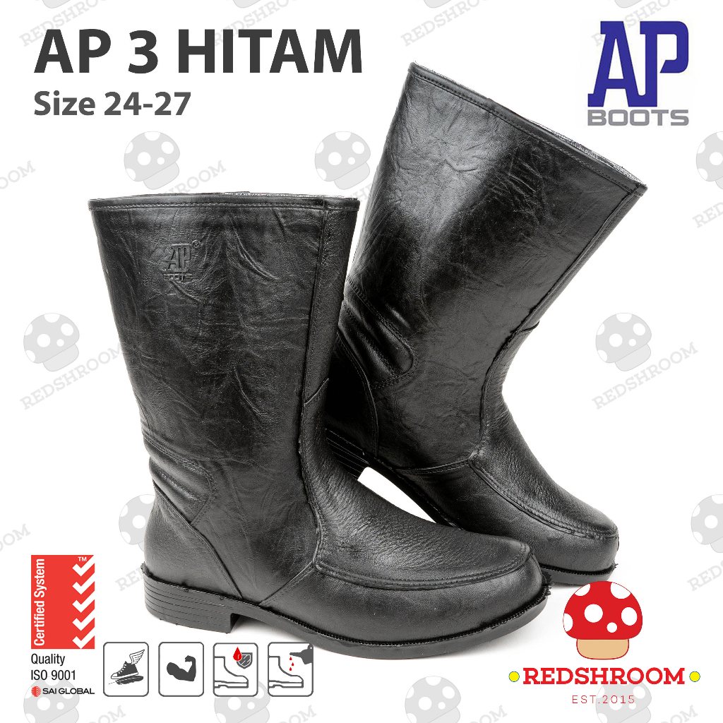 Jual Sepatu Boot Pendek AP 3 Hitam AP Boots Karet Lokal Nyaman Ringan ...