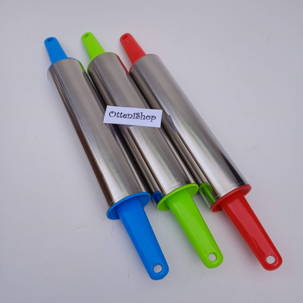 Jual Rolling pin stainless gagang plastik warna roll Makapal gilingan ...